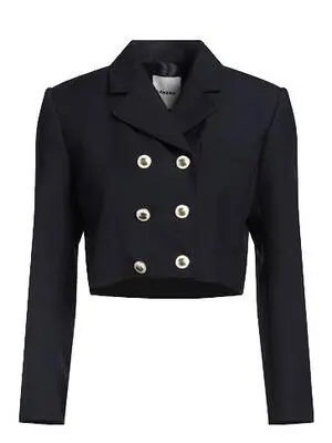 Sandro Double-breasted Blazer In Virgin Wool And Polyester - Blue