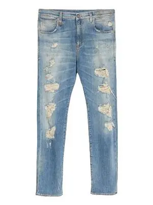 R13 Jeans In Cotton, Elastane, And Calfskin - Blue