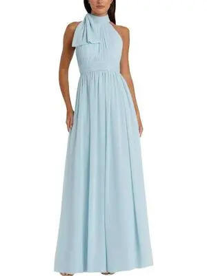 Mac Duggal Chiffon Halter Neck Gown - Powder Blue