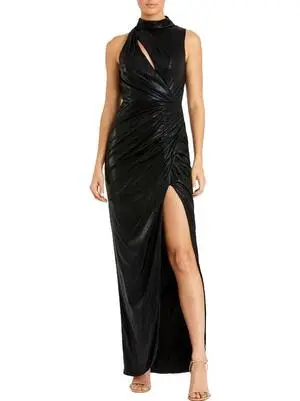 Mac Duggal High Neck Sleeveless Gown - Black