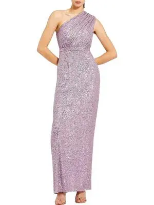 Mac Duggal Sequin One Shoulder Evening Gown - Lilac