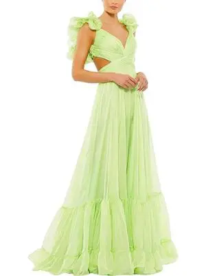 Mac Duggal Mac Duggal Sleeveless Ruffle Tiered Chiffon Gown Mint