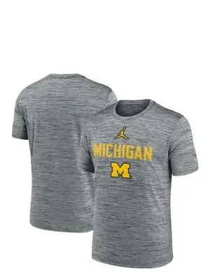 JORDAN BRAND Michigan Wolverines Campus Slant Velocity Performance T-shirt - Heather Gray