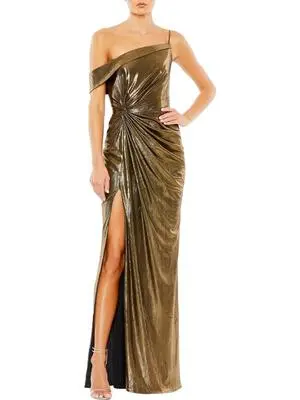 Mac Duggal Metallic Off-the-shoulder Gown - Gold