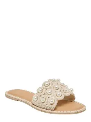 Dolce Vita Harlyn Embellished Slide Sandal - Vanilla Raffia