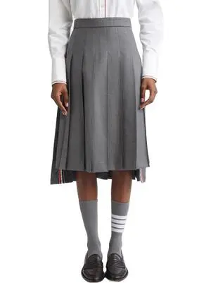 Thom Browne Drop Back Pleated Merino Wool Skirt - Med Grey