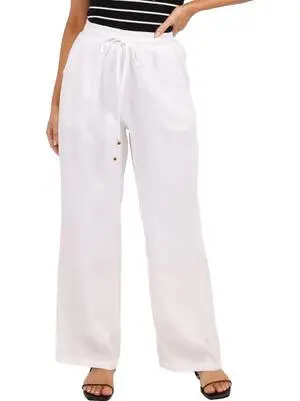 PETAL & PUP Petal & Pup Wren Linen Wide Leg Pants White