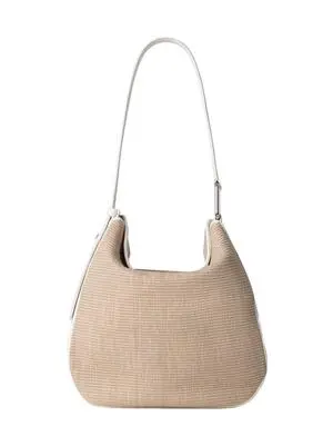 Akris Medium Anna Raffia Hobo Bag - Nature/ White