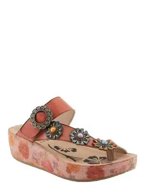 SPRING STEP SHOES Blissbloom Wedge Flip Flop - Peach