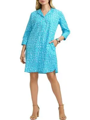 Foxcroft Sloane Leopard Spot Shirtdress - Ibiza Turq Multi