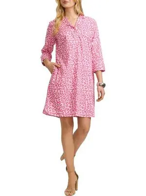 Foxcroft Foxcroft Sloane Leopard Spot Shirtdress Pink Flambe Multi