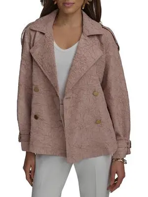 Donna Karan New York Textured Double-breasted Trench Jacket - Apricot Haze