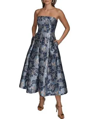 Donna Karan New York Floral Fit & Flare Midi Dress - Cielo Multi