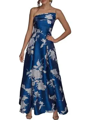 Donna Karan New York Donna Karan New York Floral Print Strapless Gown Marbella Multi