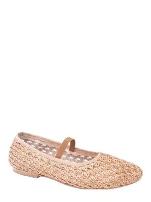 PATRICIA GREEN Patricia Green Monaco Raffia Mary Jane Ballet Flat Cognac Raffia