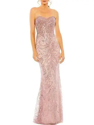Mac Duggal Mac Duggal Strapless Rhinestone Embellished Trumpet Gown 663
