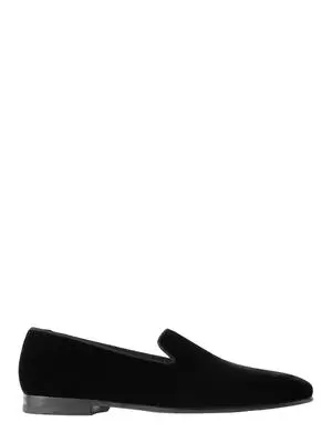 Manolo Blahnik Mario Grosgrain-trimmed Velvet Loafers - Black