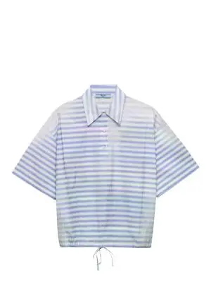 Prada Striped Poplin Polo Shirt - Blue