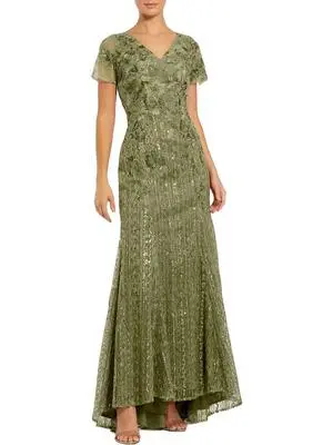 Mac Duggal Embellished Trumpet Gown - Olive