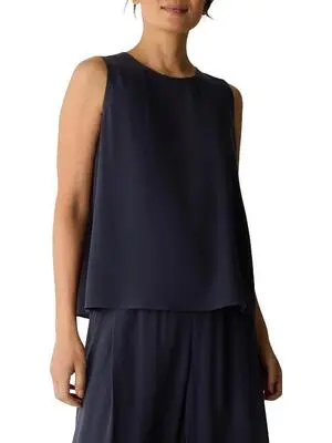 Eileen Fisher Textured Sleeveless Silk Shell - Ink