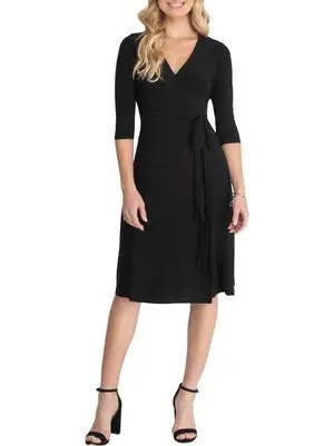 KIYONNA Essential Midi Wrap Dress - Black Noir