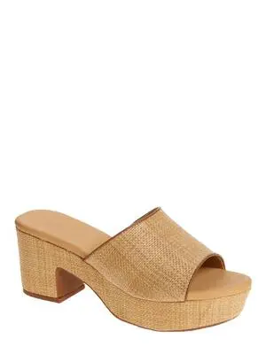 CHOCOLAT BLU Gila Platform Slide Sandal - Natural Raffia