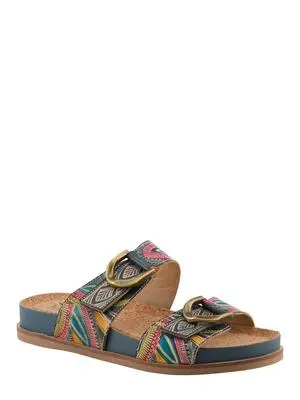 SPRING STEP SHOES Glaze Platform Slide Sandal - Blue Multi
