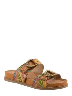 SPRING STEP SHOES L'Artiste By Spring Step Glaze Platform Slide Sandal Tan Multi