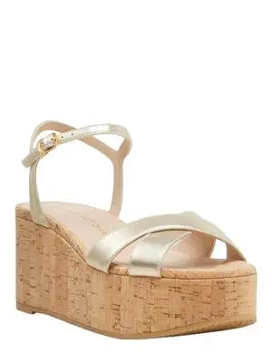 STUART WEITZMAN Dayna Platform Wedge Sandals - Light Gold