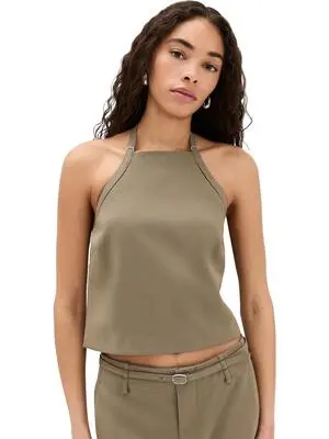 Vince Apron Halter Top - Oak Moss