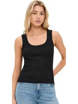 Madewell Cotton Ribbed Scoopneck Tank - Jet Black