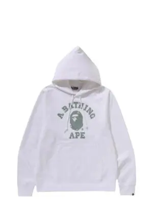 A BATHING APE Bitmap College Pullover Hoodie White