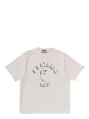 A BATHING APE Garment Dye Spray Print College Relaxed Fit Tee Shirt - Ivory