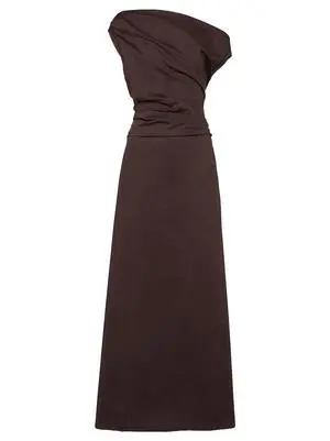 Staud Phare One-shoulder Cotton Maxi Dress - Brown