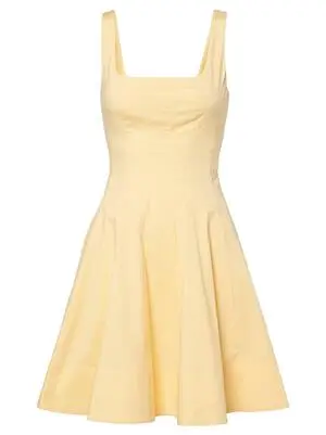 Staud Romy Gathered Cotton Minidress - Yellow