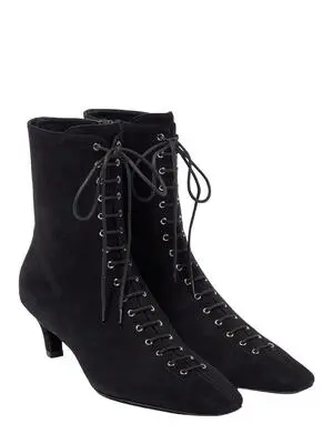 TOTÊME Suede Lace-up Ankle Boots - Black