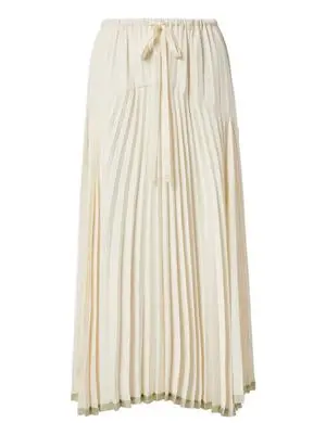 Vince Plissé Tiered Midi Skirt - Beige