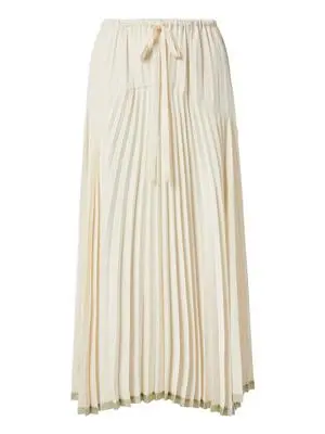 Vince Plissé Tiered Midi Skirt - Beige