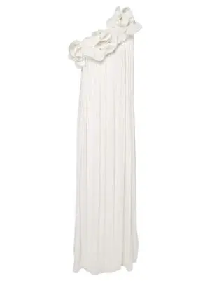 Costarellos Charmain Ruffled Georgette Gown - White