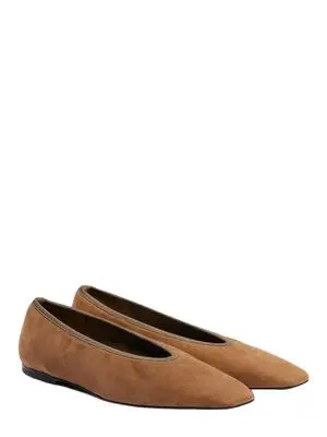 TOTEME Suede Ballet Flats - Brown