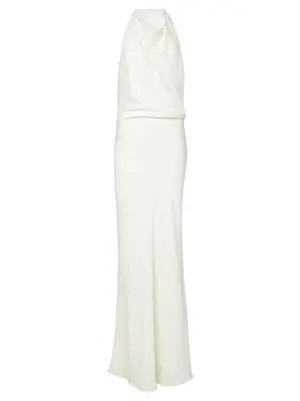 Simkhai Reannon Draped Satin Gown - White