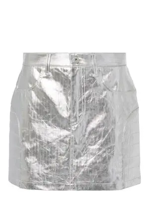 Junya Watanabe Metallic-effect Cotton Miniskirt - Silver