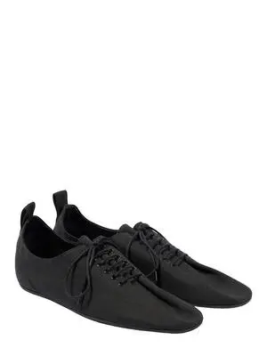 TOTEME Canvas Lace-up Square Toe Sneakers - Black