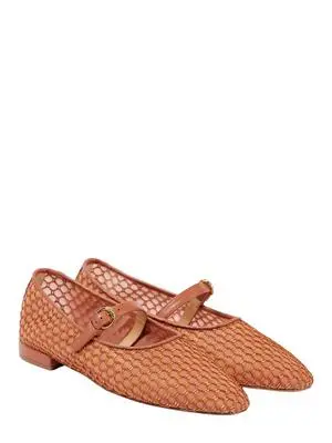 Ulla Johnson Isobel Leather-trimmed Ballet Flats - Brown