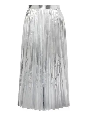 Junya Watanabe Pleated Metallic Midi Skirt - Silver