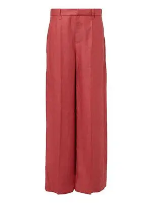 Brunello Cucinelli Hemp And Linen Wide-leg Trousers - Red