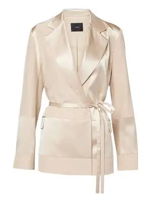 JOSEPH Amelia Silk Satin Jacket - Beige