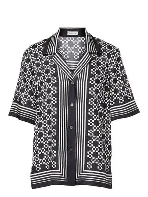 Simkhai Koda Printed Bowling Shirt - Black