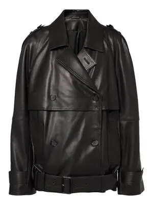 TOTEME Oversized Leather Jacket - Black