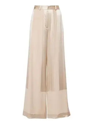 JOSEPH Corto Paneled Silk Satin Pants - Beige